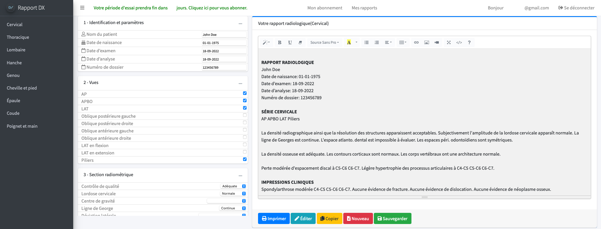 DX Report: Online Medical Report Generator – Rapport DX Report